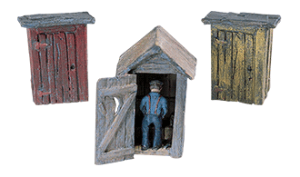 3 Outhouses and Man HO Scale Kit - HO Scale - Woodland Scenics - Model ...